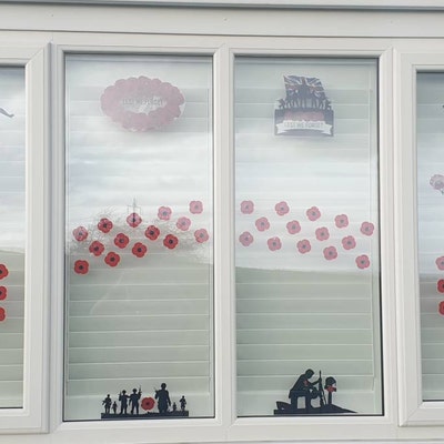 Poppy Window Stickers Poppies Day Remembrance Tribute Scene - Etsy UK