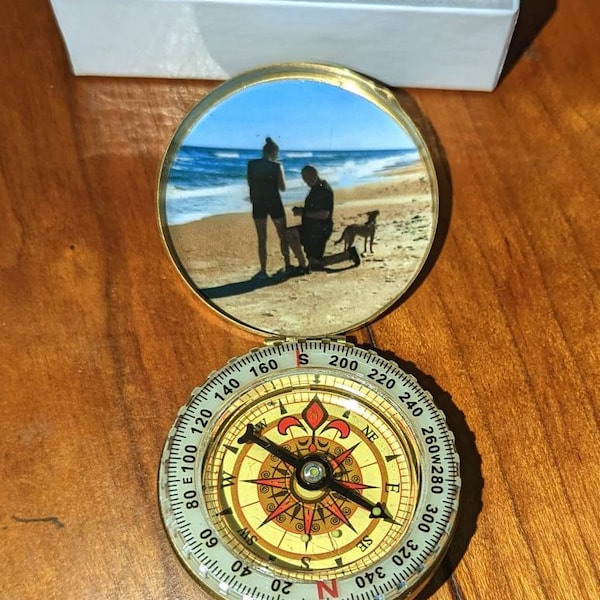 Engraved PHOTO Compass, Personalized Compass, Bride Gift, Groom Gift ...