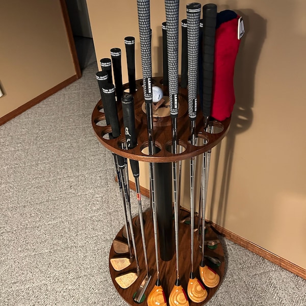 Golf Club, Putter Display Rack. ROTATING, 24 Club Oak Wood. Beautiful ...