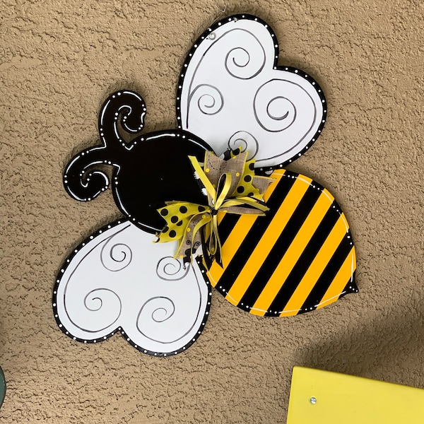 Bumble Bee Door Hanger, Bee Happy Decor, Bee Door Hanger, Bumble Bee ...