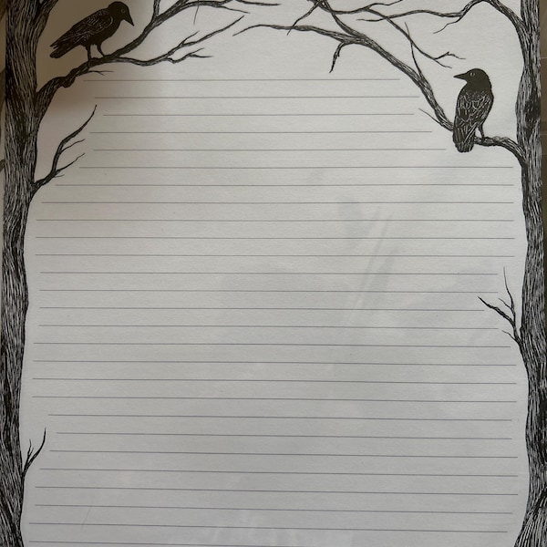 Crow/raven Stationery Set, 11 X 8.5” and 7.5 X 5.75” Letter Sheets ...