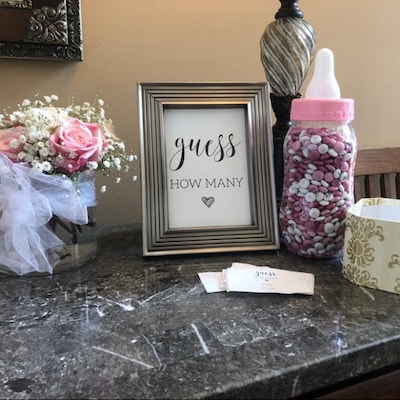 Guess How Many Sign and Cards, Guess How Many Game, Bridal Shower Guess ...