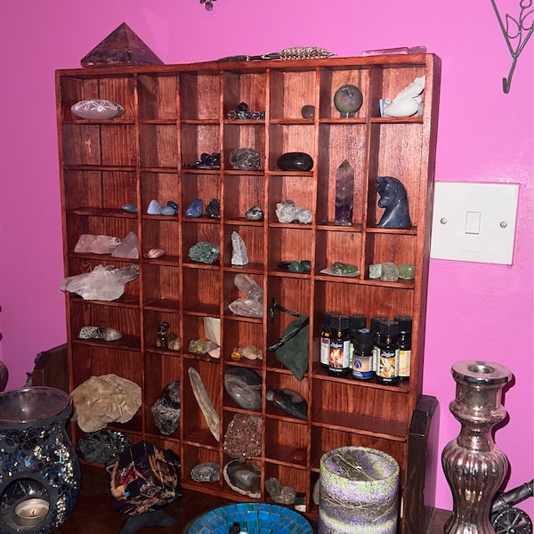 Large Wooden Trinket Display Shelf | 51 Compartments | Wall Hanging ...