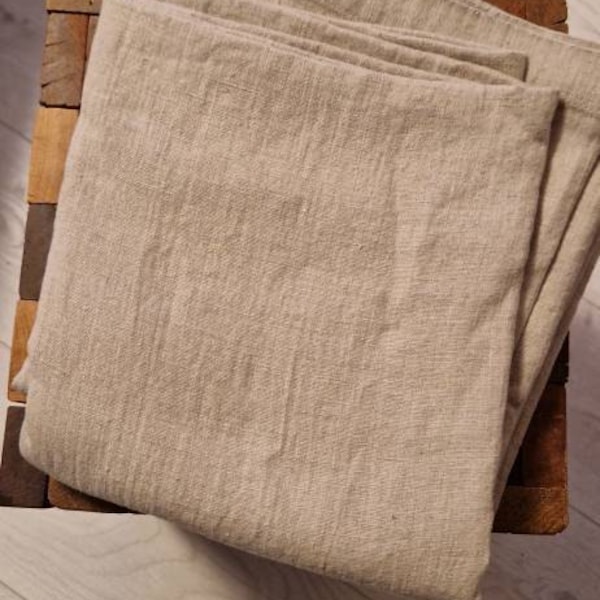 Rustic Linen Tablecloth, Natural Tablecloth With Mitered Corners ...