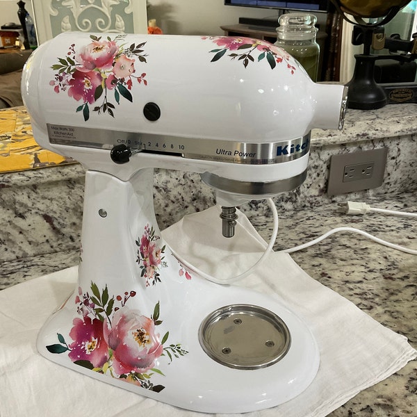 Dark Pink Watercolor Flower Mixer Decals: Kitchen Decor - Etsy