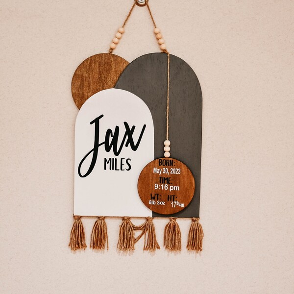 BOHO Baby Hospital Door Hanger Sign | Baby Shower Gift | Nursery Sign ...