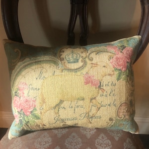 Lamb Pillow With Burlap Cover and Muslin Lining Burlap - Etsy