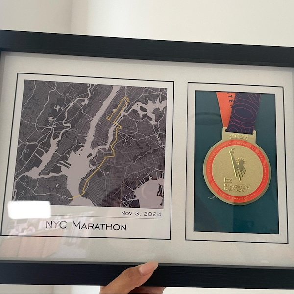 Detroit Marathon Map, Photo & Medal Display Frame : Gift for Detroit ...