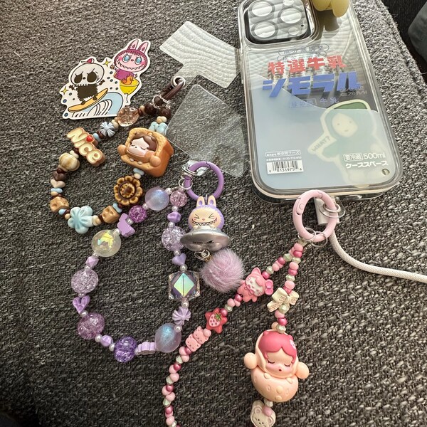 Authentic POPMART Pop Bean Molly Skullpanda Dimoo Sweetbean Phone Charm ...