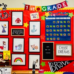 Kinder & 1st Grade Book Characters Gallery Wall Classroom Decor ...