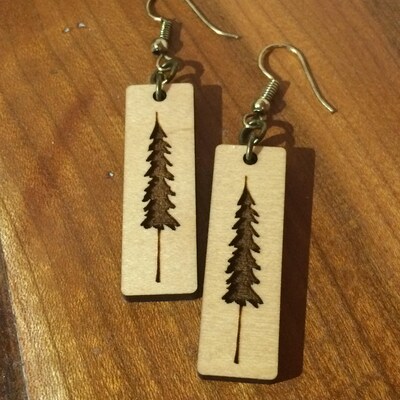 Tree Earrings/wooden Earrings/laser Cut Earrings/ Statement Earrings - Etsy