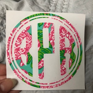 Lilly Inspired Floral Vinyl Decal Monogram Sticker - Etsy