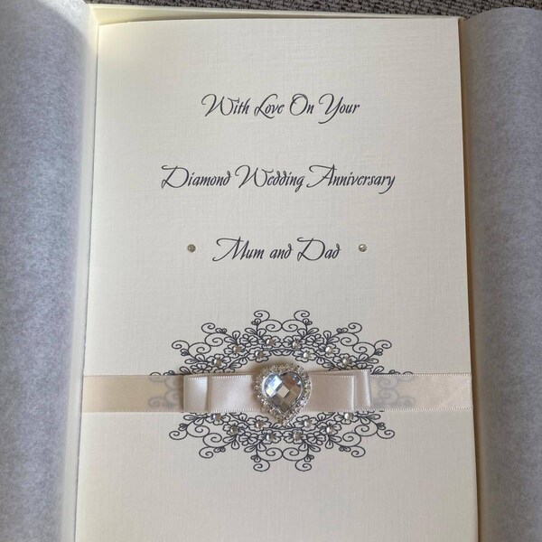 Diamond 60th Wedding Anniversary Card Handmade Personalised Parents ...