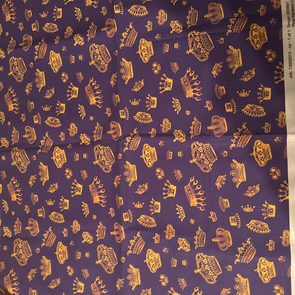 Royal Fabric - Royal Crowns - Gold on Purple by Lavaguy - Queen King ...