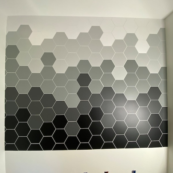 Large Hexagon Wall Decals, Easy No-paint Peel and Stick DIY Mural ...