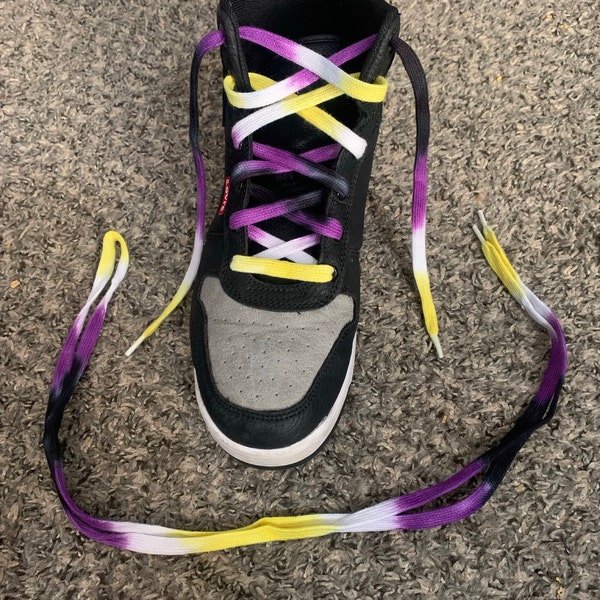 Nonbinary Pride Flag Tie Dye Cotton Shoelaces | Choice of Length and ...