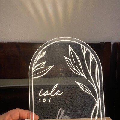 Personalized Acrylic Night Light Boho Night LED Light Kids Bedroom ...