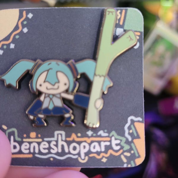 Big Leek Miku Enamel Pin | Original Creator | Pin for Hats, Lanyards ...