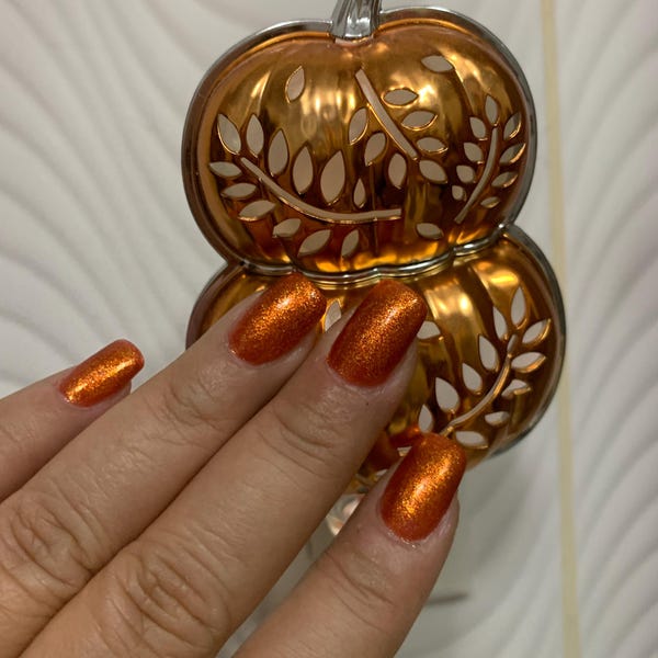 Pumpkin Patch - Vivid Burnt Orange Shimmer Nail Polish - Etsy