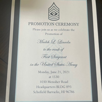 Army Promotion Ceremony Invitation, Printable Army Promotion Invitation ...