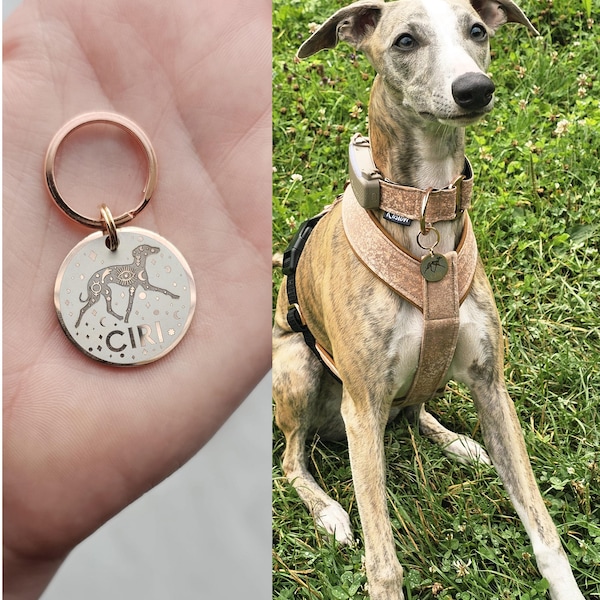 Dog Name Tag With Custom Engraved Poodle With Name and a Mystical Wicca ...