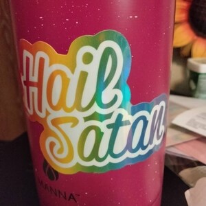 Holographic 90s Nostalgia Inspired Hail Satan Vinyl Sticker, Die Cut ...