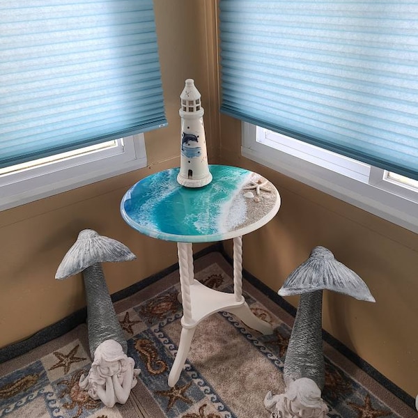 Side TABLE With OCEAN WAVES - Etsy