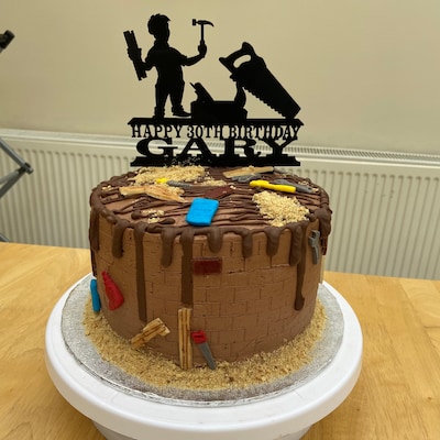 Personalised Acrylic Carpentry Birthday Cake Topper Decoration for ...