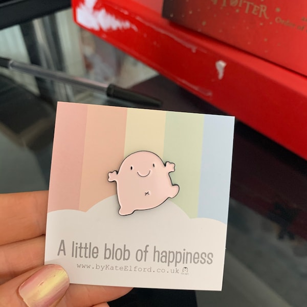 Seconds A Little Blob of Happiness Enamel Pin, Cute Pink Blob, Positive ...