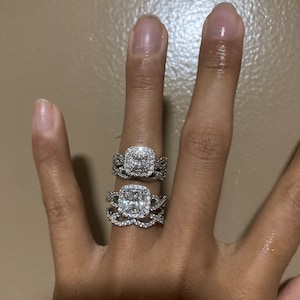 Infinity Crossover Art Deco Engagement Ring CZ Diamond Band Cushion Cut ...