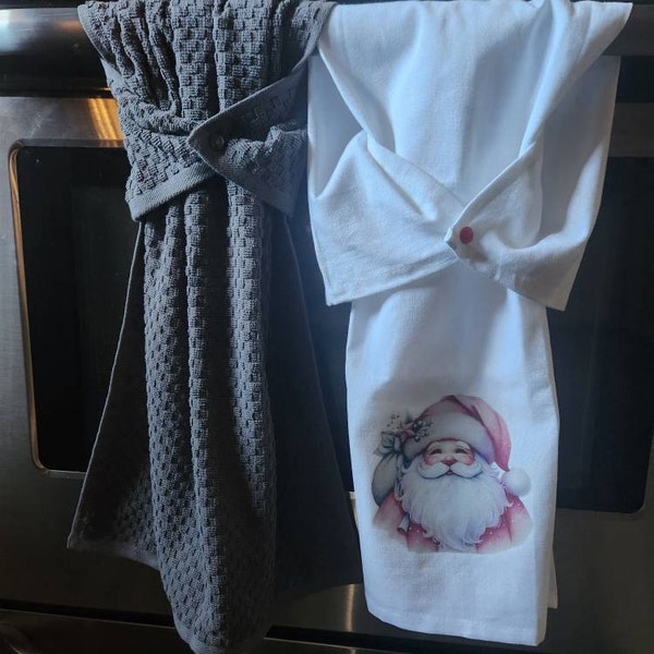 Neutral Ticking Stripe Kitchen Towels With Ruffle, Stay Put Towel, Dish ...