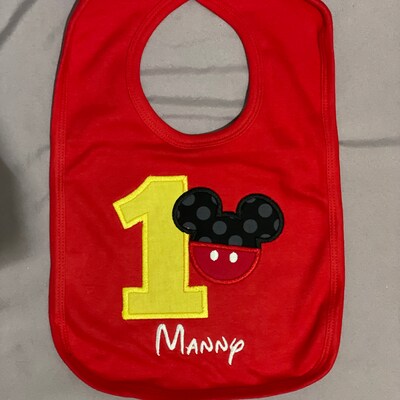 Mickey Mouse Bib, Custom Mickey Mouse Bib, Mickey 1st Birthday Bib ...