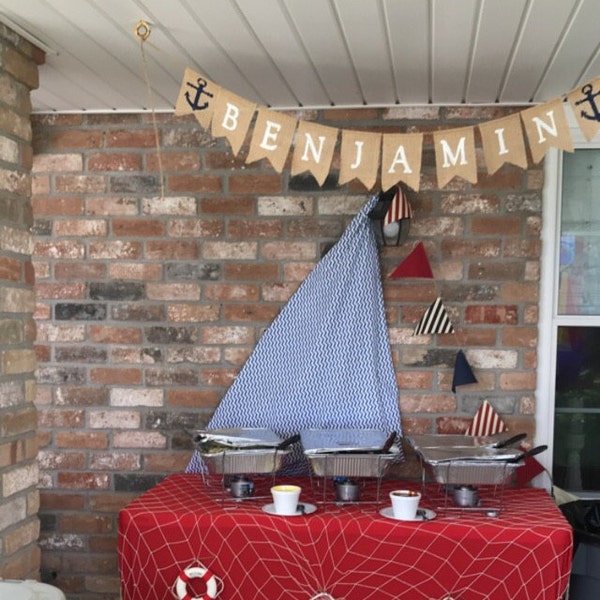 Nautical Nursery Decorations, Custom Personalized Name Banner, Nautical ...