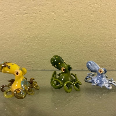 Small Glass Octopus Glass Figurine Miniature Octopus Little Glass ...