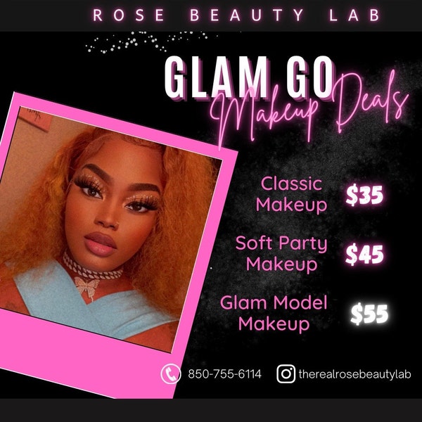 Editable Glam Go Makeup Special Deals Template, Custom Makeup Pricing ...