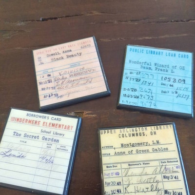 Book Lovers Coaster Set Library Due Date Card Wood Coasters Gifts for ...