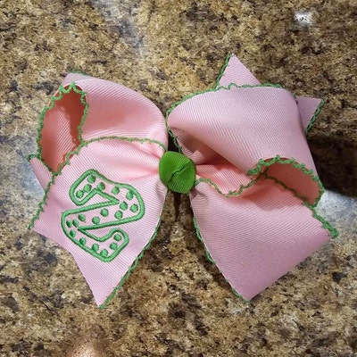 Moonstitch Monogrammed Hairbows Embroidered Hairbow Personalized Bows ...