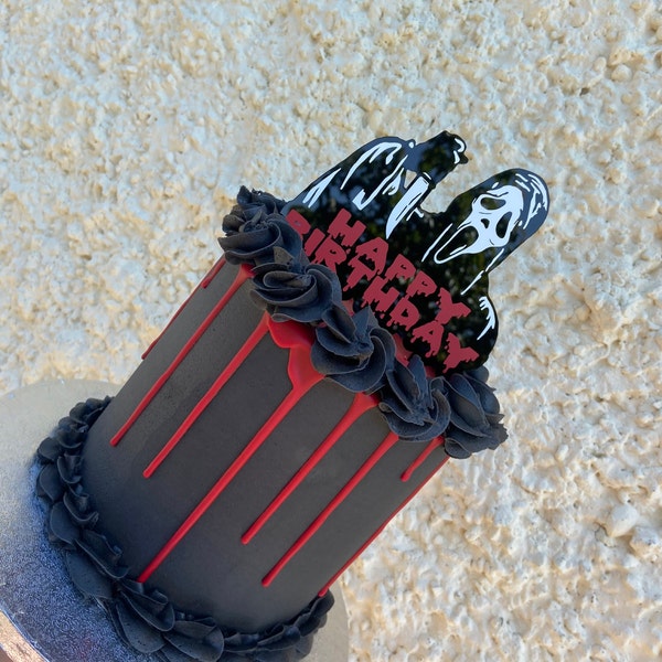 Scream Inspired Ghostface Happy Birthday Cake Topper - Etsy UK