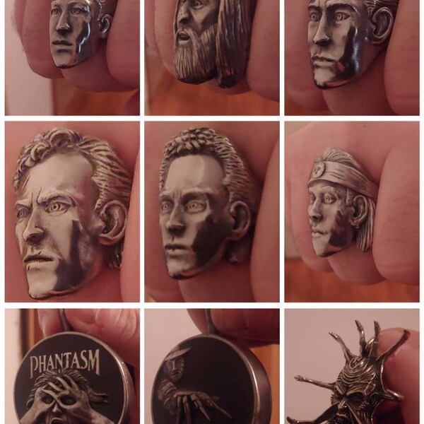 Hand Sculpted Two Head Demon Horns Skull Pendant : Oxidized White Brass ...
