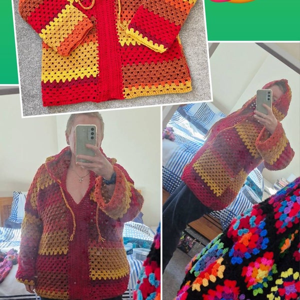 Granny Hoodie Easy Crochet Pattern, Riptide Hoodie Cardigan Crochet ...
