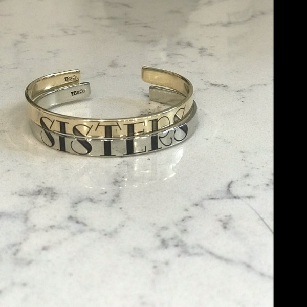 Sisters Split Bracelets . Personalized Sisters Jewelry Cuff . Sisters ...