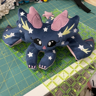 ITH Blue Dragon Sea Slug Plush Embroidery Pattern Adorable Blue ...