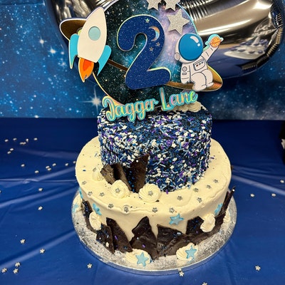 Topper de pastel espacial, fiesta de cumpleaños espacial, decoración de ...