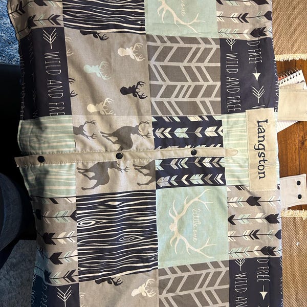 Cozy Minky Baby Blanket - Little Man Woodland Animal With Hunter Green ...