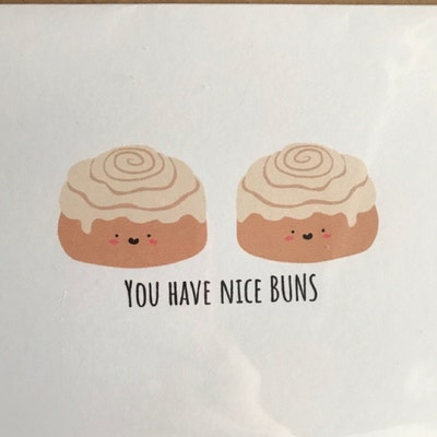 You Have CUTE BUNS Cinnamon Roll Greeting Card, Couples Card, Handmade ...