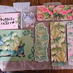 Frog Stack Bookmark Frog Art Cute Bookmark Laminated Cottagecore Book ...