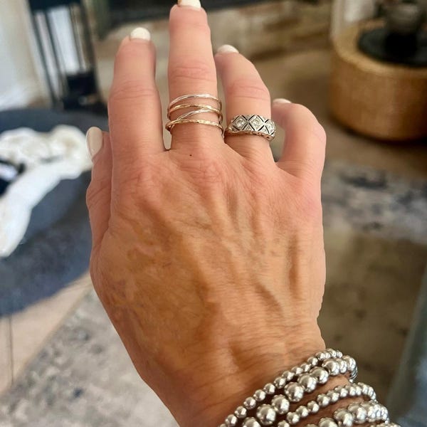 Mixed Metal Wrap Ring, Wraparound Ring, Gold or Sterling Silver Ring ...