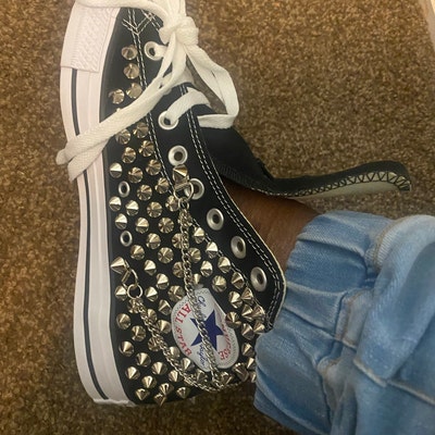 Genuine CONVERSE Black With Studs All-star Chuck Taylor Sneakers Shoes ...