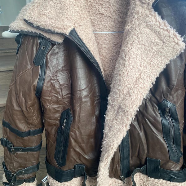 Women's Bomber Leather Jacket-flying Shearling Leather Jacket for Women ...