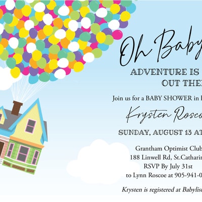 UP Baby Shower Custom Invitation, Printable Invitation Template, Flying ...